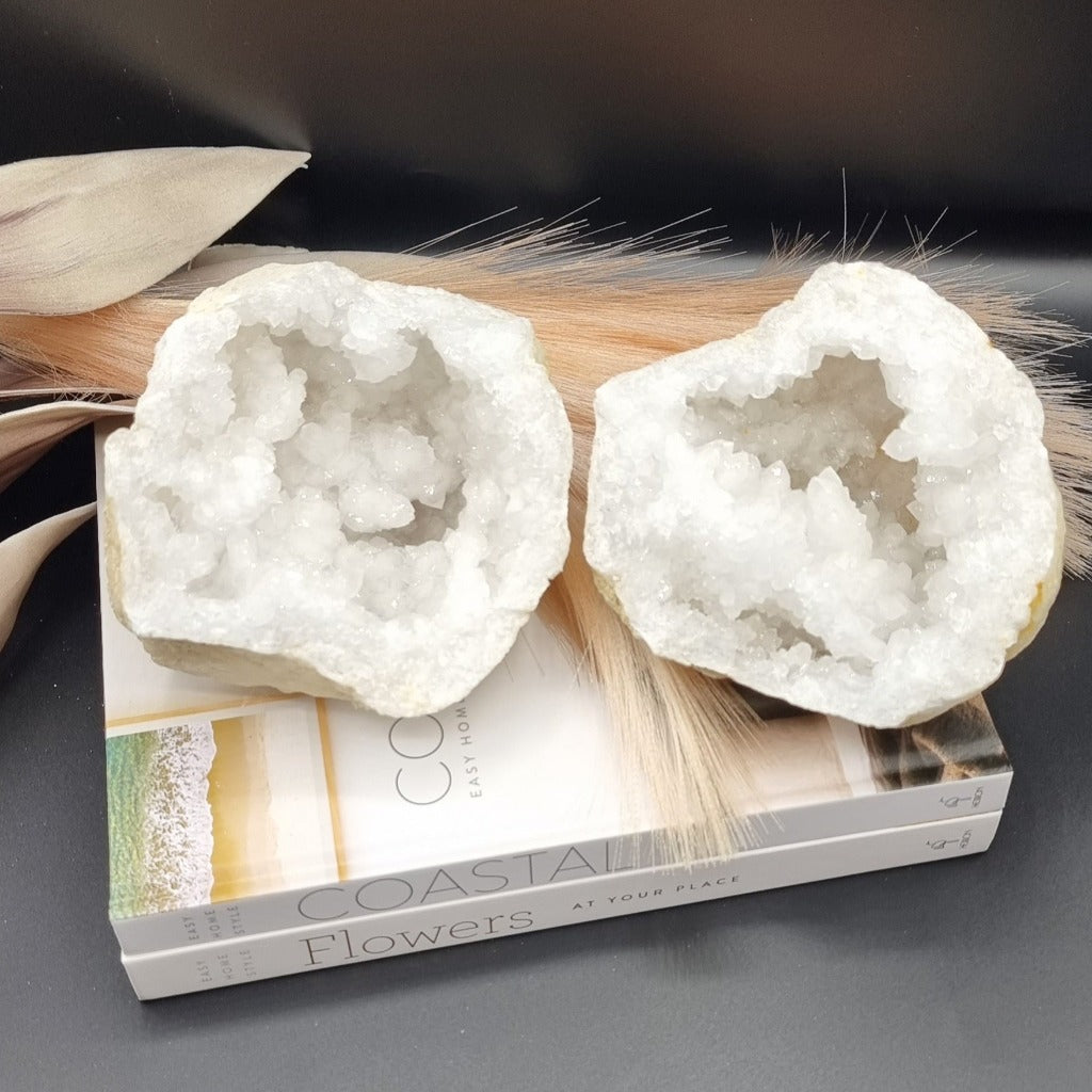 Quartz Geode Cave (pair) – ONYX & PEARL